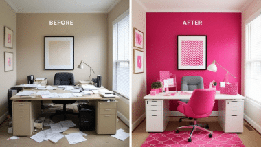 Jaw-Dropping Before & After: Your Pink Work-From-Home Aesthetic Makeover!
